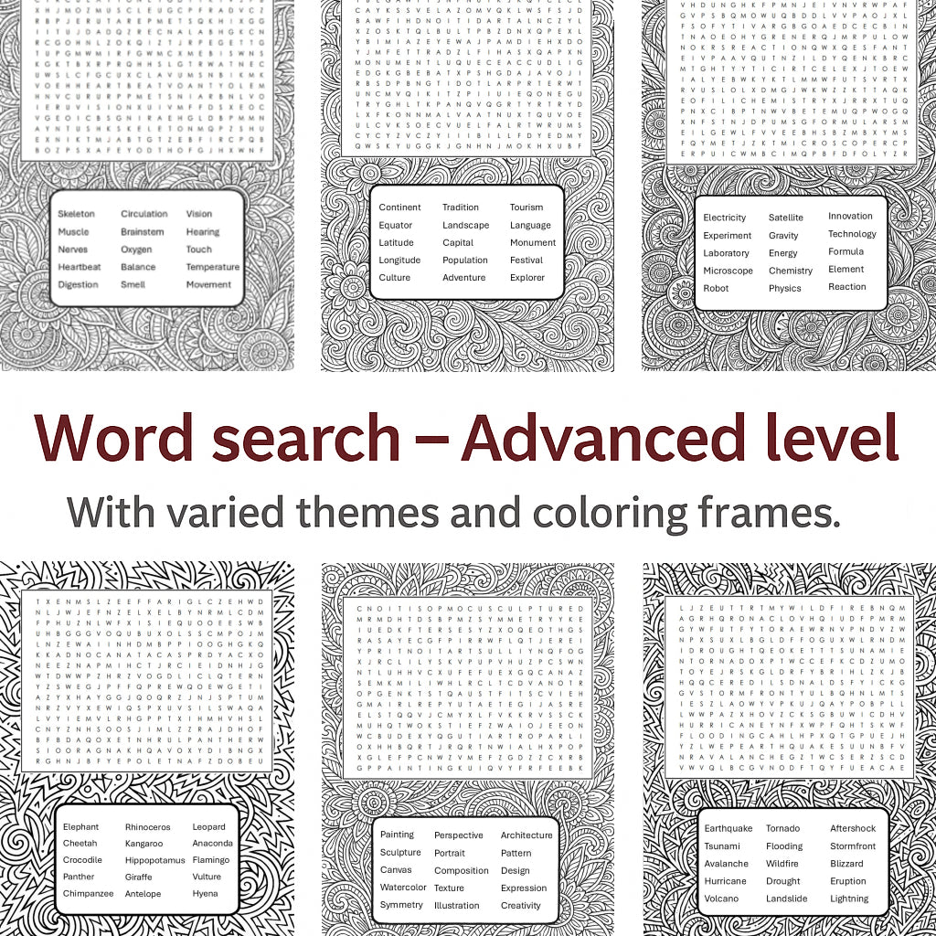 Printable Word Search – Advanced Level – Print2educate